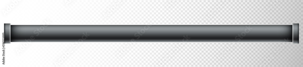 Black metal pipe on transparent background. Realistic long detailed ...