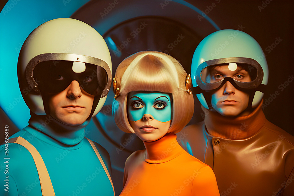 Vintage photo of people wearing retro futuristic costumes reminiscent ...