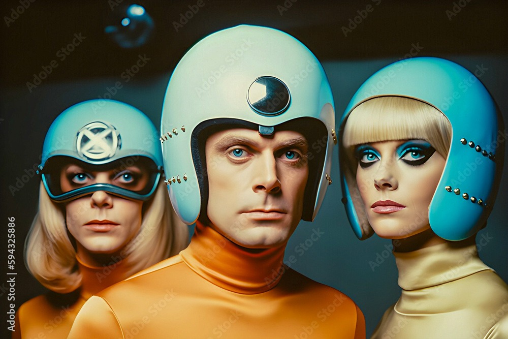 Vintage photo of people wearing retro futuristic costumes reminiscent ...