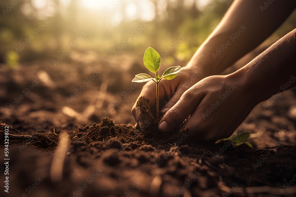 Hands Planting a Sapling: A heartwarming image of hands planting a ...