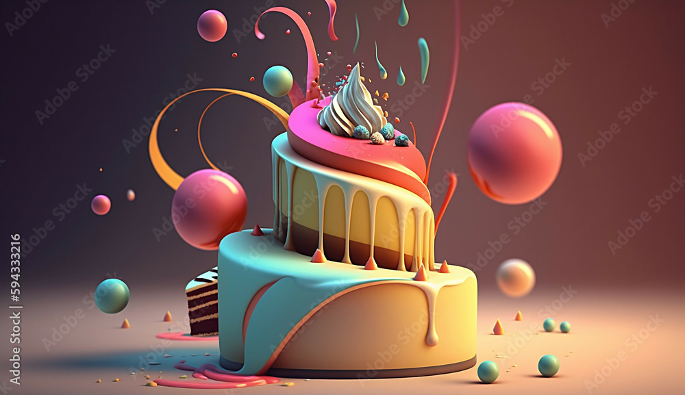 creative colorful birthday cake with candles, new quality stock image ...