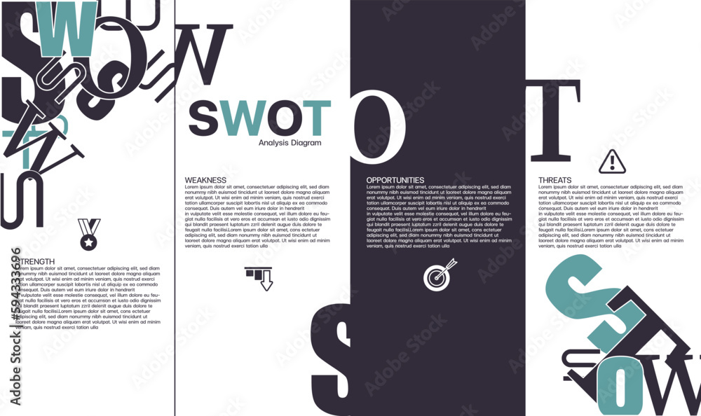 SWOT banner web icon for business, analysis, strength, weaknesses ...