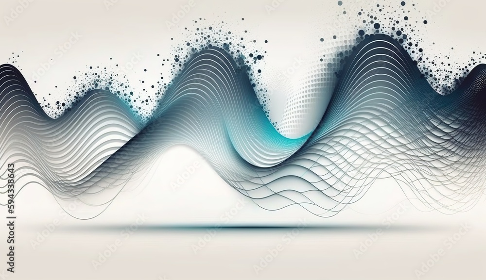 Sound waves. Dynamic effect. illustration with particle wave flow. AI ...