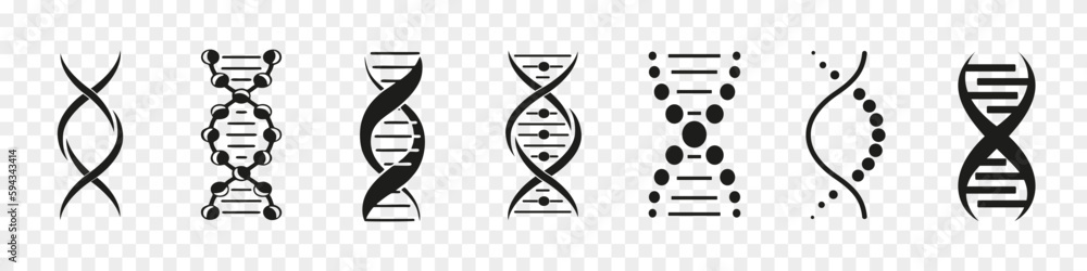 DNA icon collection. Set of black dna icons Stock Vector | Adobe Stock