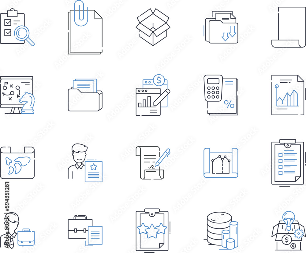 Collaborative synergy line icons collection. Harmony, Connection ...