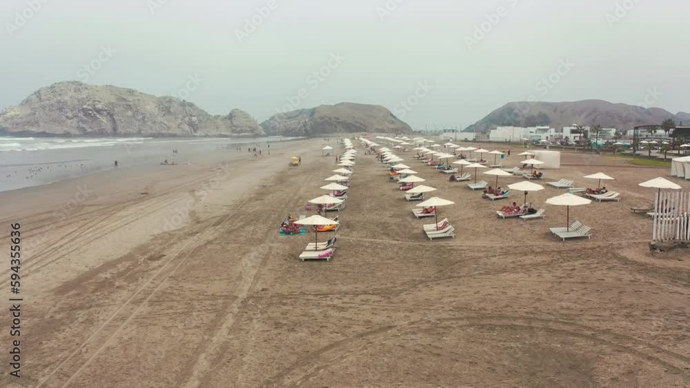 Las Arenas beach. Sunny day at the beach. Asia, Lima. Peru. People ...