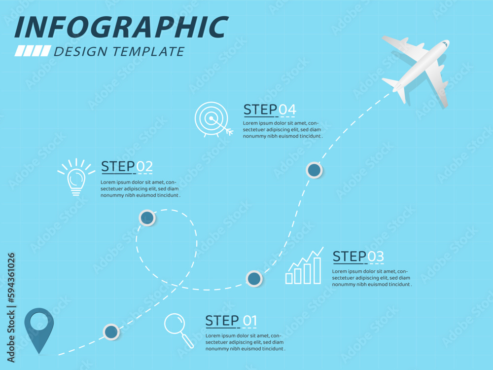 Infographic design template. Timeline concept with 4 options or steps ...