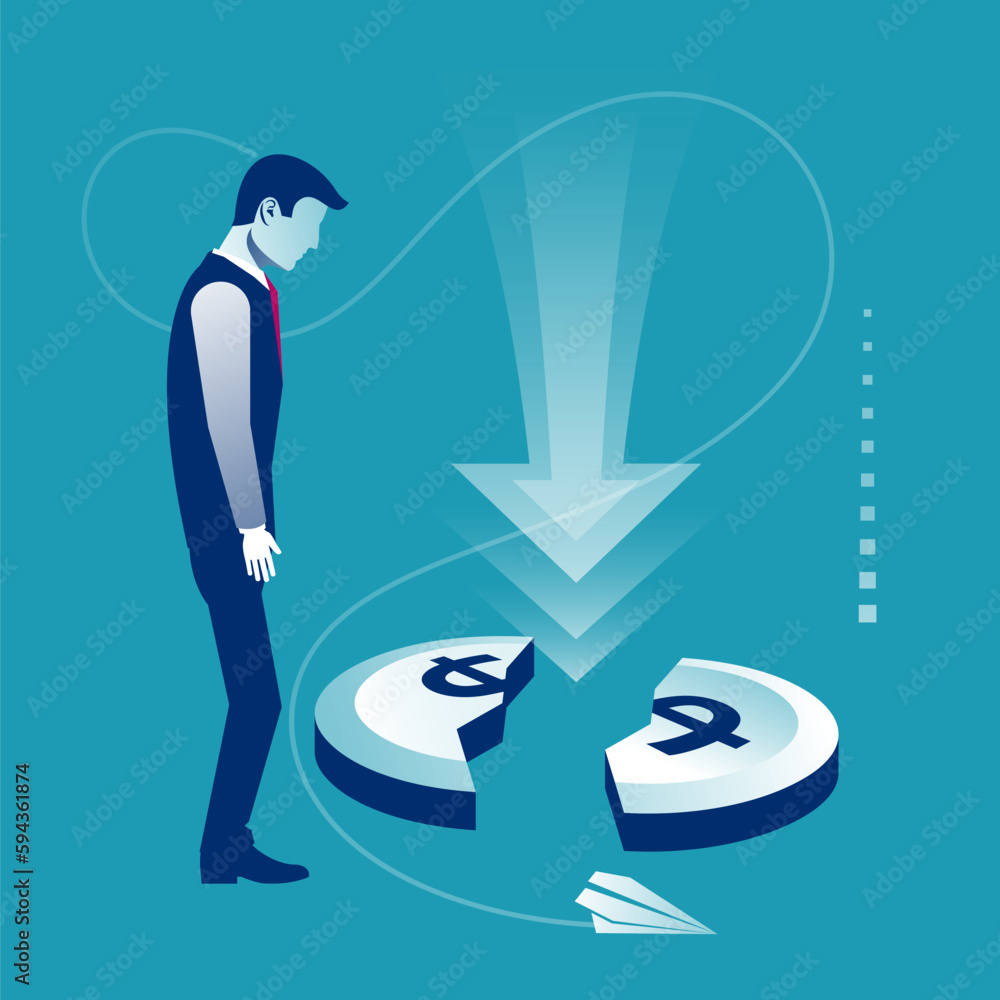 Financial crisis concept. Problem collapse crash. A crying businessman ...
