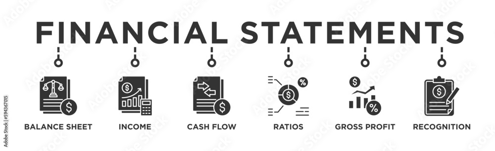 Financial statements banner web icon vector illustration concept with ...