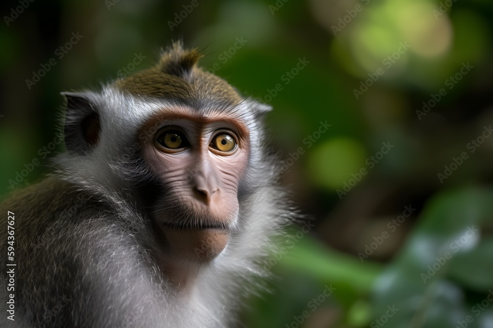 Long Tailed Macaque Monkey Looks Behind in Bali. Stock Illustration ...