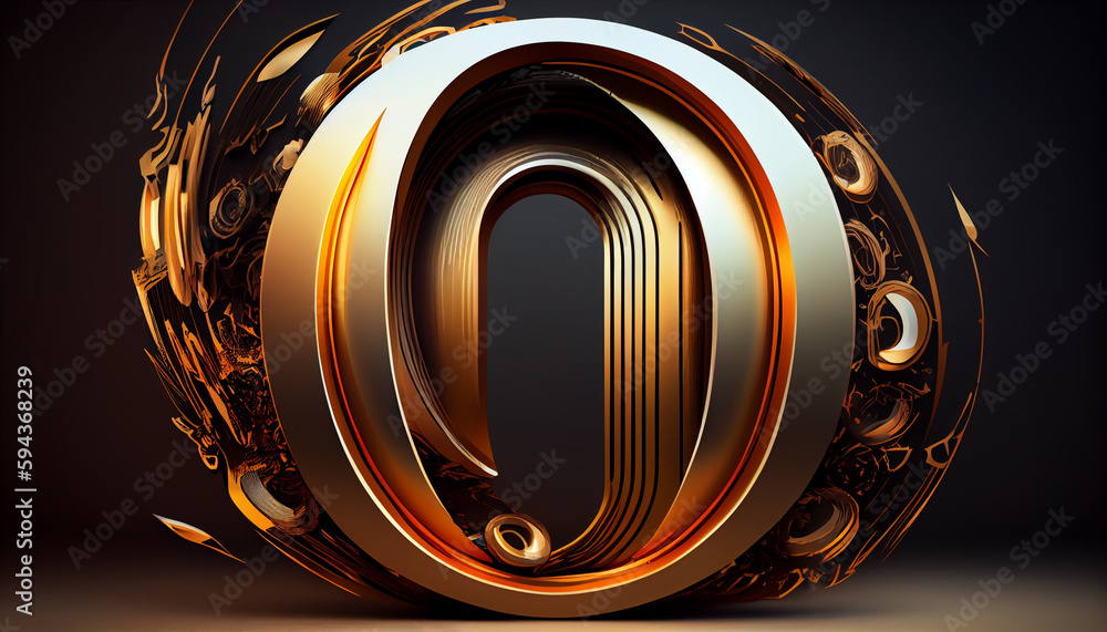 Capital letter O ateampunk alphabet in gold and black colour created ...