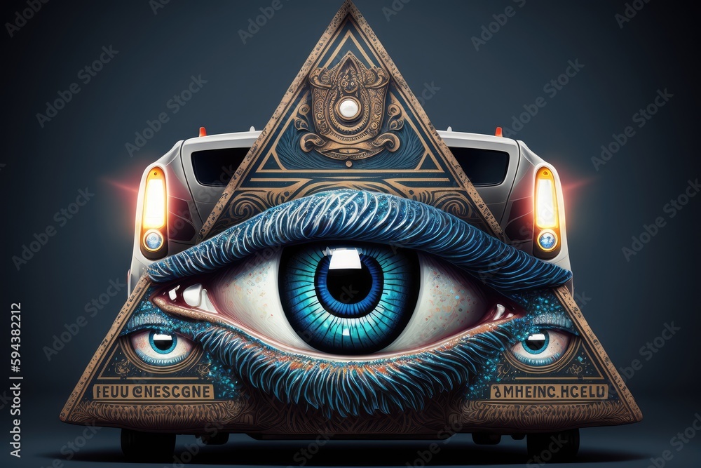 all-seeing eye on the front of police car, warning criminals to think ...