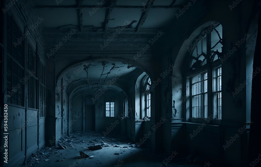 building, old, abandoned, interior, light, corridor, room, dark, house ...