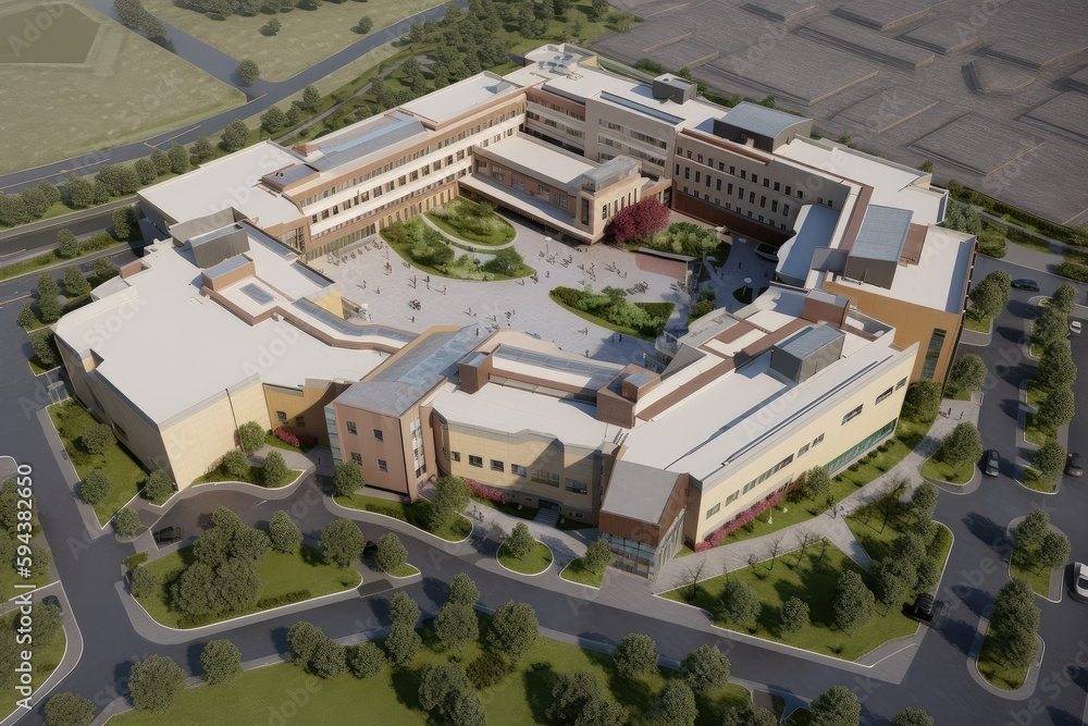 architect, drawing up plans and designs for new hospital wing, created ...