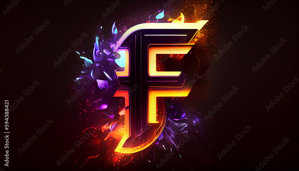 Beautiful abstract futuristic letter F logo Ai generated image Stock ...