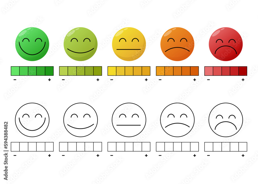 Emotional scale in the form of emoticons. Scale of emotions from ...