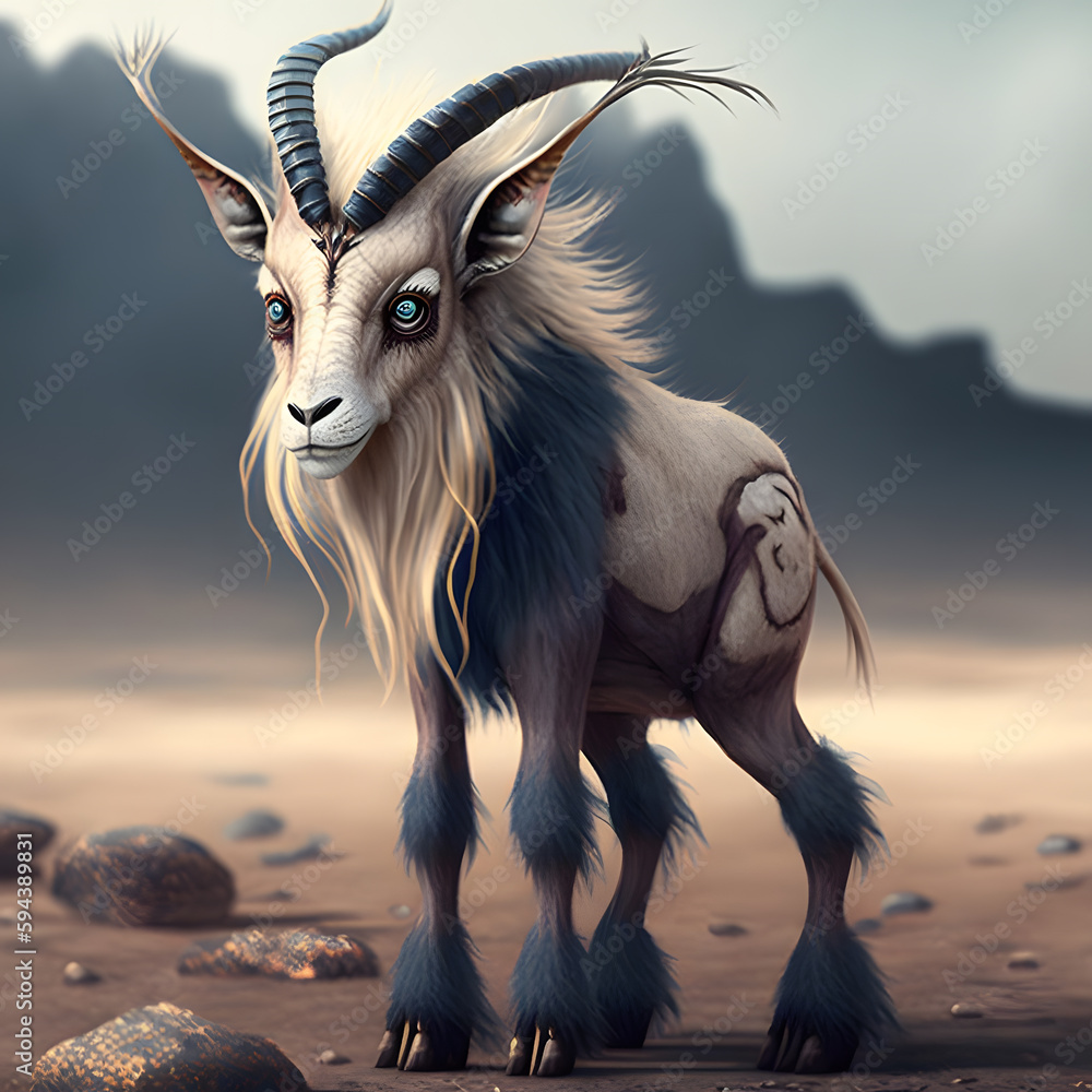 Generative AI illustration of wild goat in the wild Stock Illustration ...