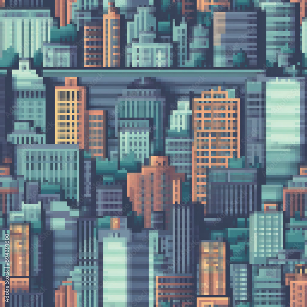 Pixel art buildings Stock Illustration | Adobe Stock