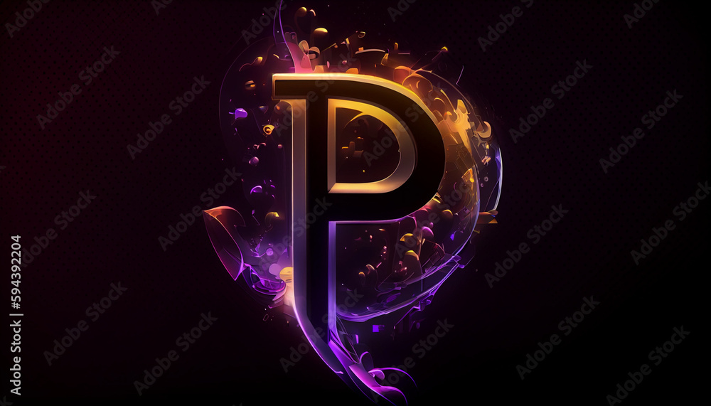 Beautiful abstract futuristic letter P logo Ai generated image Stock ...
