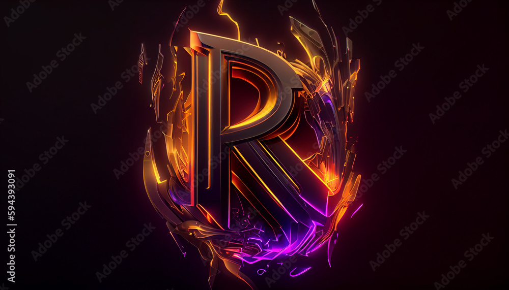 Beautiful abstract futuristic letter R logo Ai generated image Stock ...
