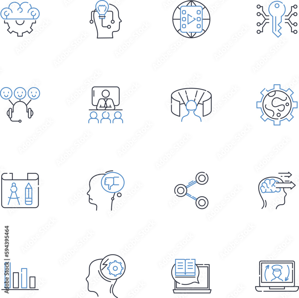Market segmentation line icons collection. Demographics, Psychographics, Geographic, Behavioral ...