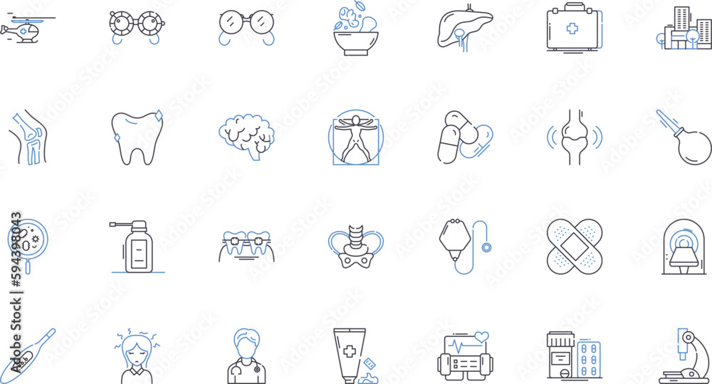 Emergency care line icons collection. Ambulance, Triage, Resuscitation ...