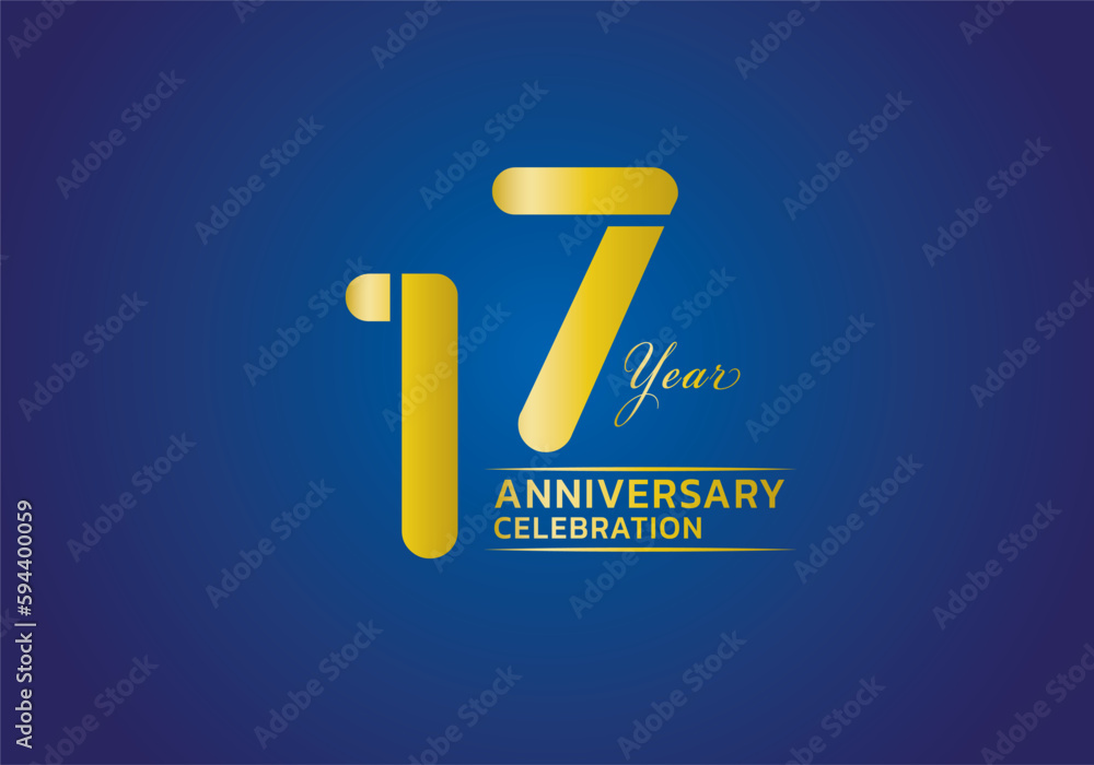 17 years anniversary celebration logotype gold color vector, 17th ...