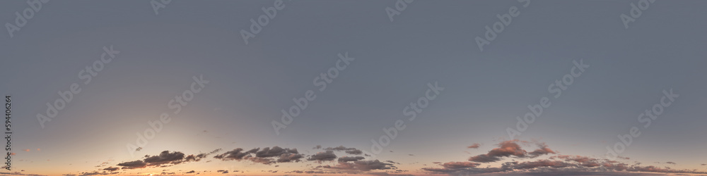 sunset sky with evening clouds as seamless hdri 360 panorama view with ...