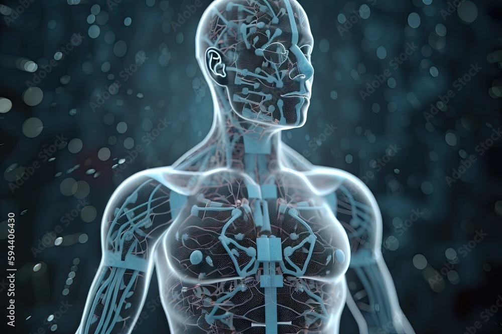 3d representation of genes and proteins in the human body, with each ...