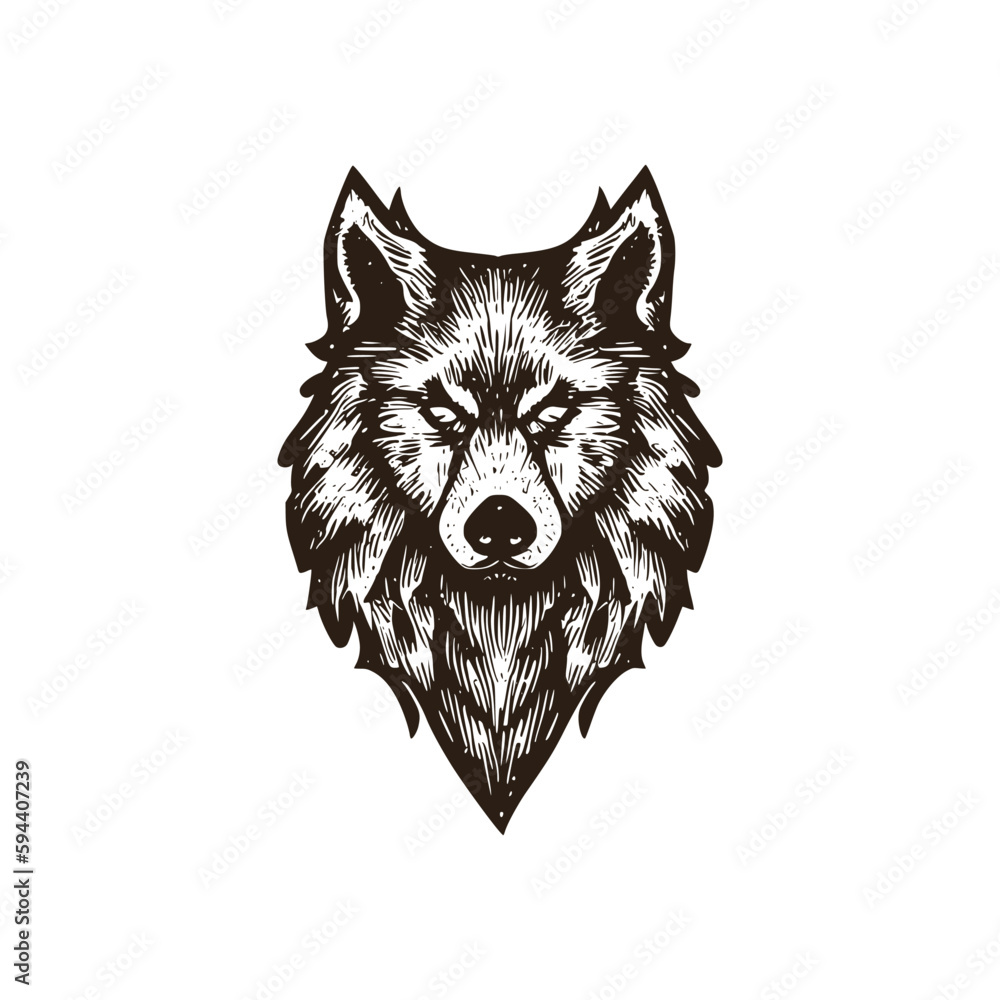 Vintage logo of a wolf head. an old-school logo of a wolf. Aesthetic ...