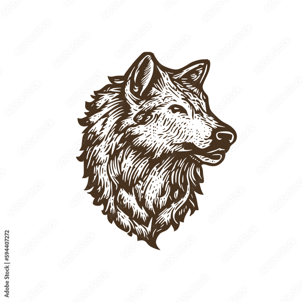 Vintage logo of a wolf head. an old-school logo of a wolf. Aesthetic ...