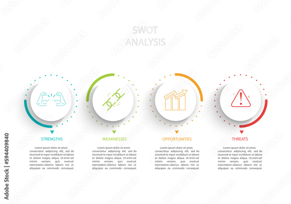 Swot infographic analysis template. strength,weakness,opportunities ...