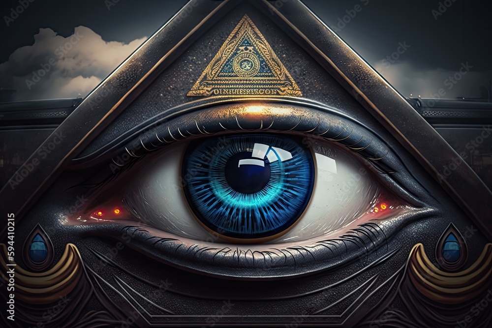all-seeing eye on the front of police car, symbolizing protection and ...