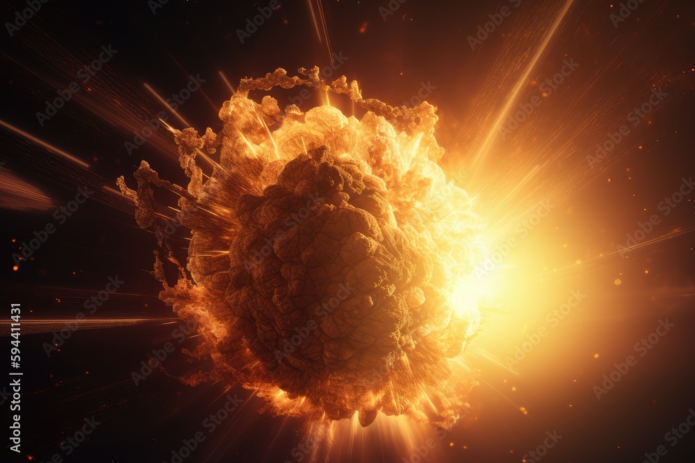 explosion in the sun, with its energy and light being dispersed into ...