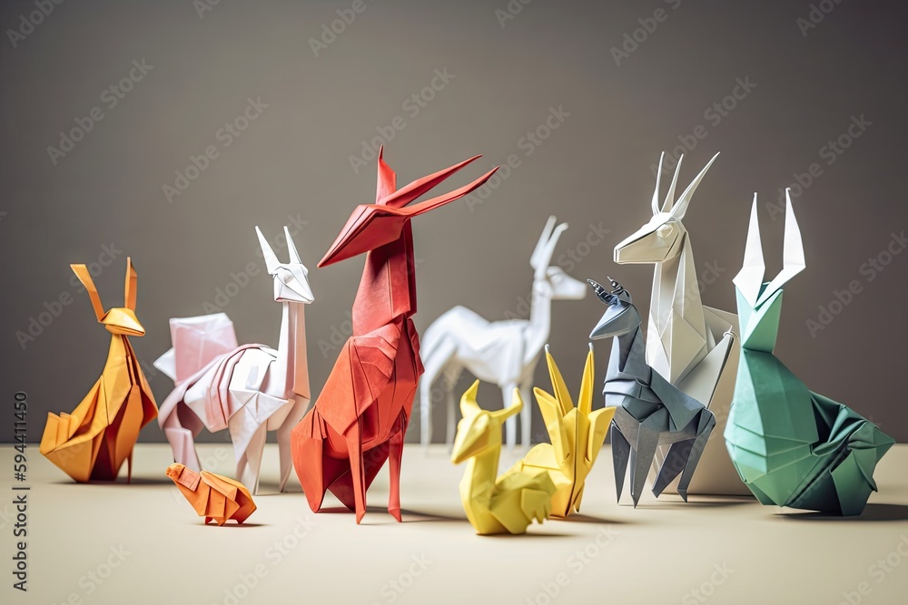 collection of origami animals, each one unique and different, created ...