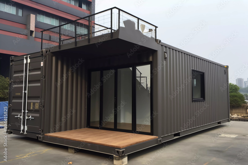 cargo container house Stock Illustration | Adobe Stock