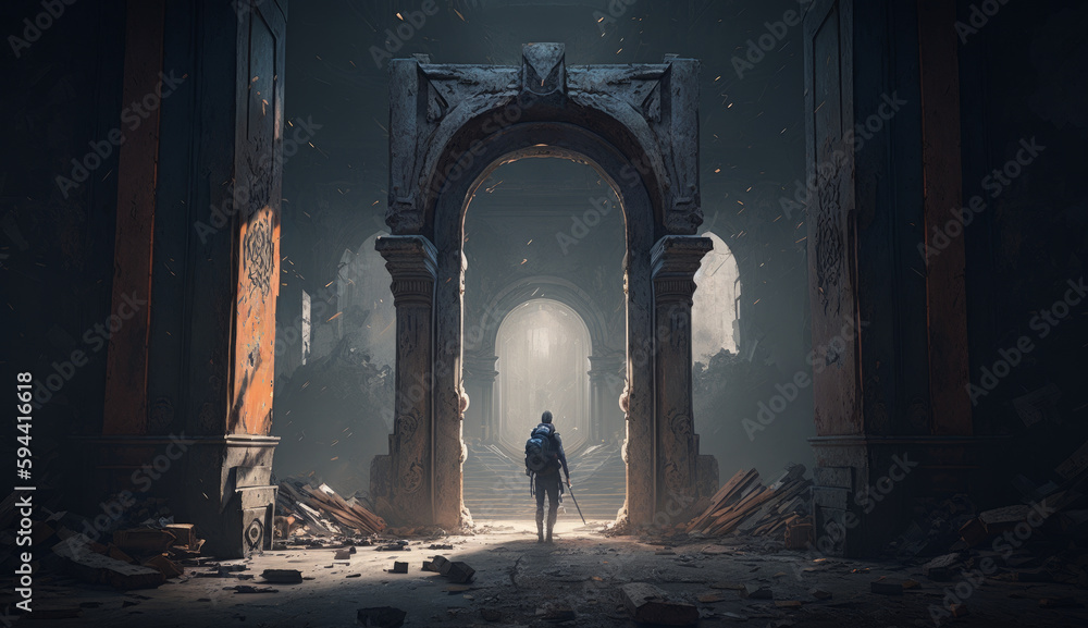 An ancient or alien portal to another dimension. Future cyber ...