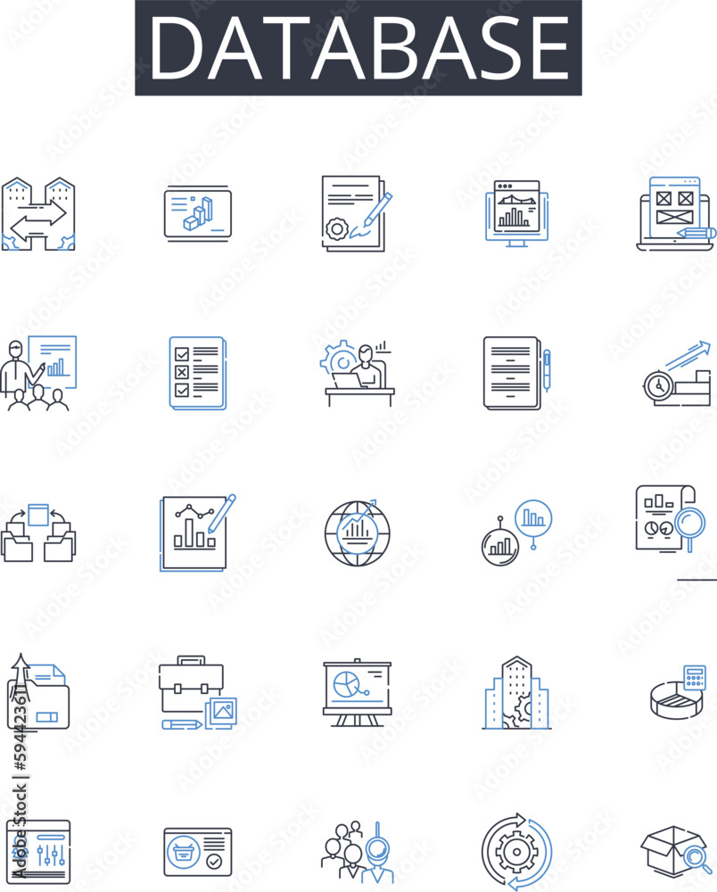 Database line icons collection. Data storage system, Data management ... Database line icons collection. Data storage system, Data management ...