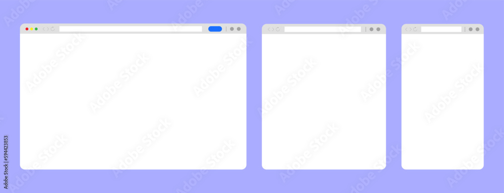 Web browser window white template. Sample frame design Internet page ...