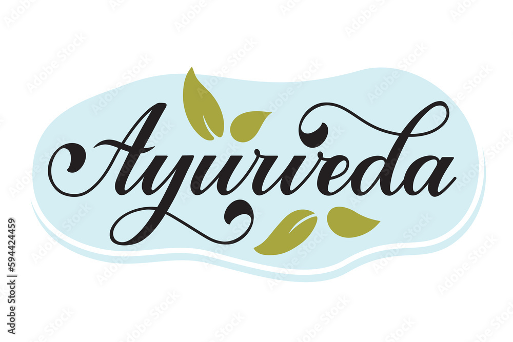Ayurveda handwritten text. Modern brush calligraphy, hand lettering ...
