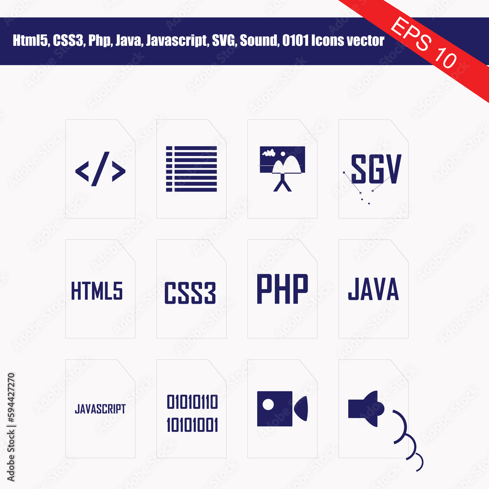 Vector Collection Of Web Development Shield Signs Html5 Css3 Javascript React Js Angular