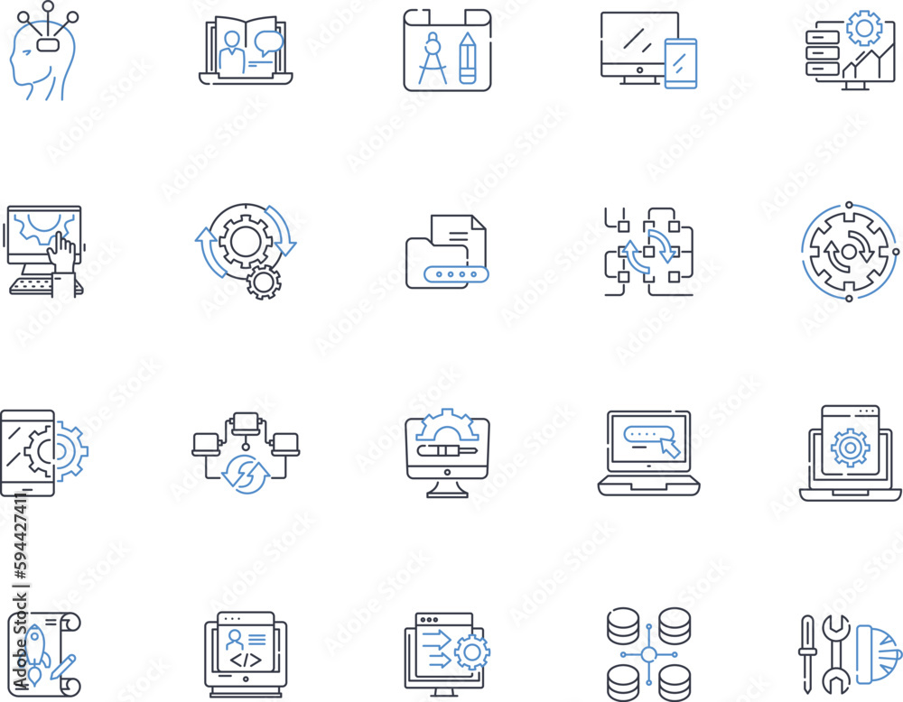 Programming Language Line Icons Collection Syntax Compiler Debugger Variable Function