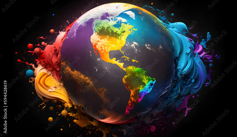 Planet Earth full of colors and pride. Generated with ai. ilustração do ...