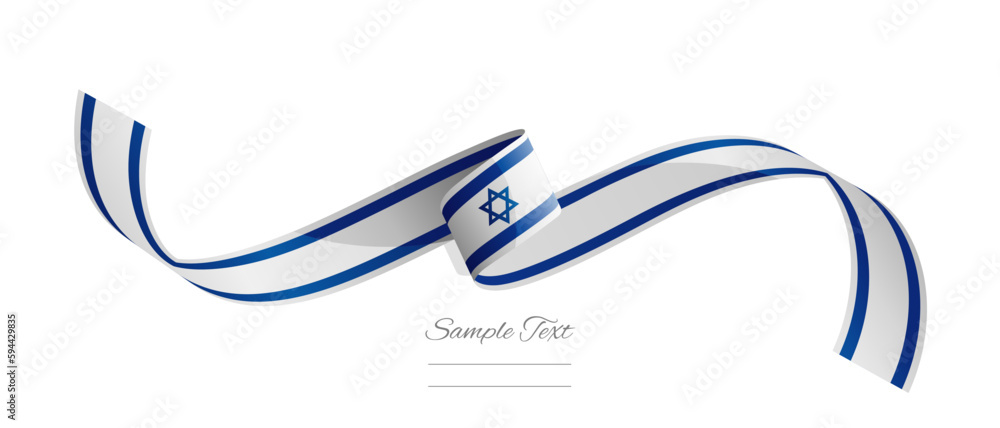 Israeli flag ribbon vector illustration. Israel flag ribbon on abstract ...