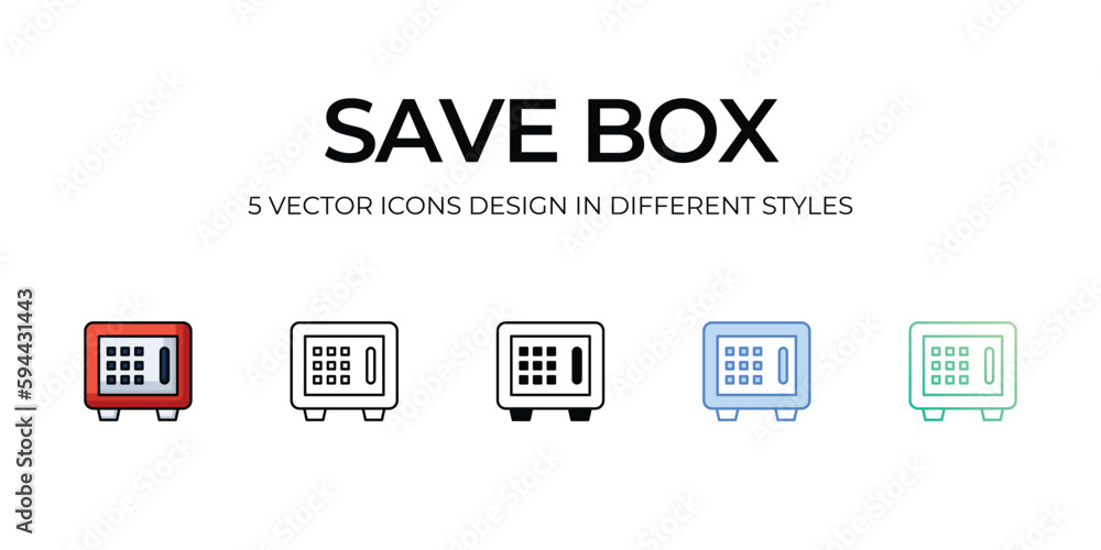 Save Box Icon Design in Five style with Editable Stroke. Line, Solid ...