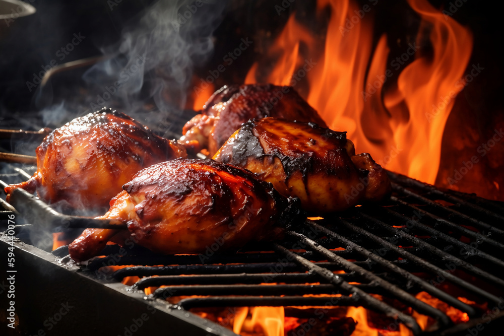 Char-grilled Barbecue chicken BBQ AI-generated art, Generative AI ...