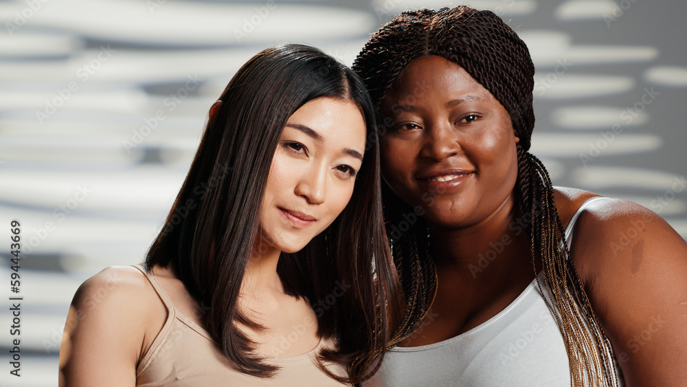 Foto de Women with different body types posing in studio, showing ...