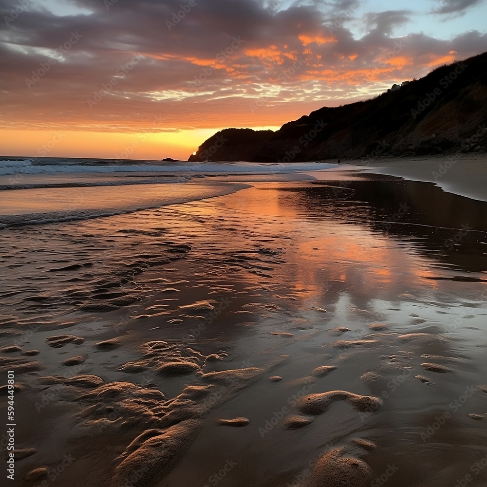 La playa al atardecer es una fuente de tranquilidad y belleza. Esta ...