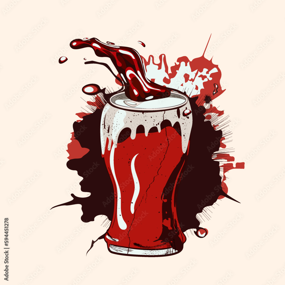 The famous branded coca-based drink. Vector graphics, stylized pop art ...