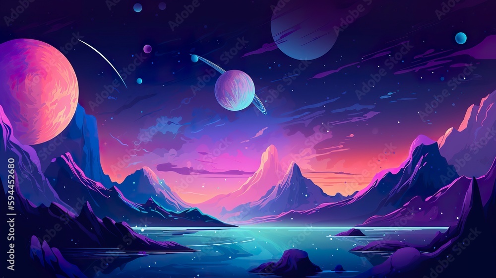 space abstract background, in the style of fantasy illustration, violet ...
